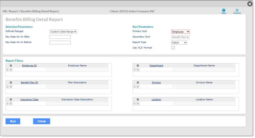 Benefits Billing Detail Report