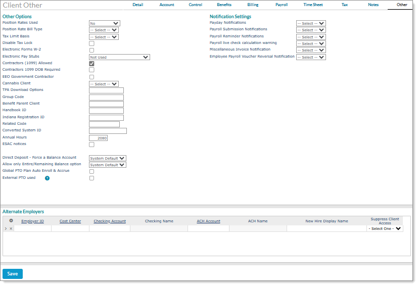 Client Details | Other tab